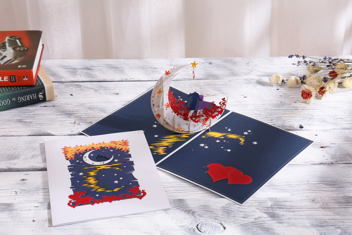 AITpaperart Moon boat (White) pop up card – AiT Paper Art